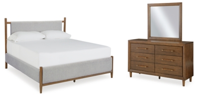 Click here for Lyncott King Upholstered Bed with Mirrored Dresser... prices