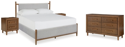 Click here for Lyncott Queen Upholstered Bed with Dresser and 2 N... prices