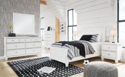 Click here for Fortman Twin Panel Bed with Mirrored Dresser  Ches... prices