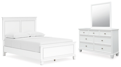 Click here for Fortman Full Panel Bed with Mirrored Dresser  Whit... prices