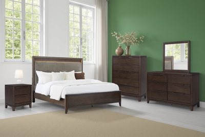 Click here for Korestone Queen Upholstered Panel Bed  Dark Brown prices