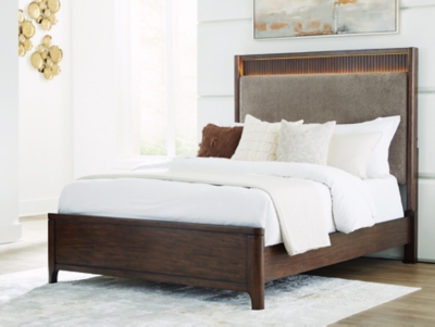 Click here for Korestone Queen Upholstered Panel Bed  Dark Brown prices