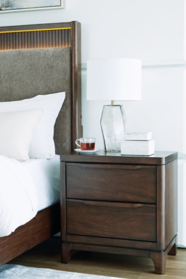 Click here for Korestone 26 2 Drawer Charging Nightstand  Dark Br... prices