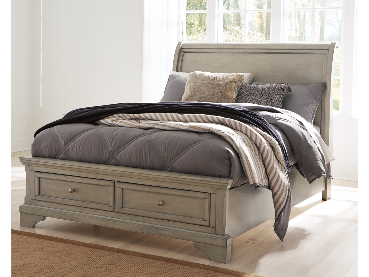 Lettner Full Sleigh Bed with 2 Storage Drawers Ashley