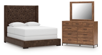 Click here for Steenlage Queen Upholstered Bed with Mirrored Dres... prices