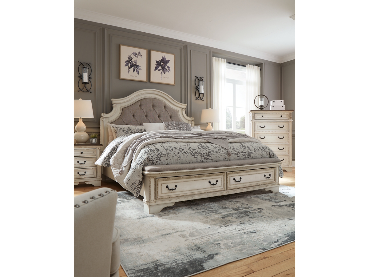 Realyn King Upholstered Panel Storage Bed Ashley