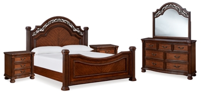 Click here for Lavinton King Poster Bed with Mirrored Dresser and... prices