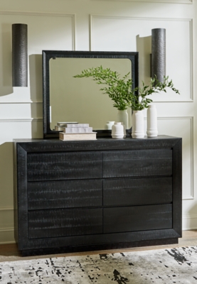 Click here for Londer 6 Drawer Dresser with Mirror  Black prices