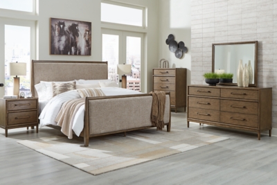 Click here for Roanhowe King Upholstered Bed with Mirrored Dresse... prices