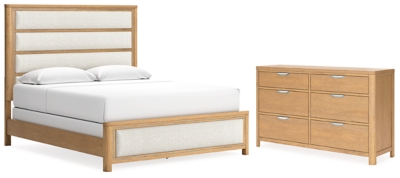Click here for Rencott King Upholstered Bed with Dresser  Light B... prices