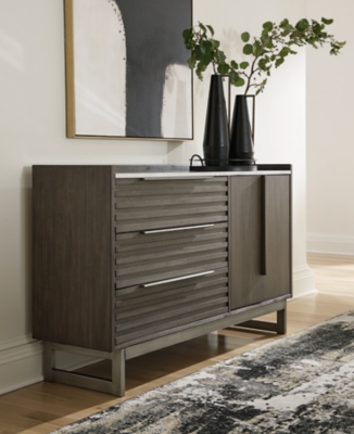 Click here for Arkenton 3 Drawer Dresser with Cabinet  Grayish Br... prices
