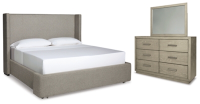 Click here for Fawnburg Queen Upholstered Bed with Mirrored Dress... prices