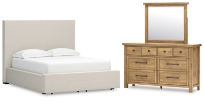 Click here for Kristiland Queen Upholstered Storage Bed with Mirr... prices