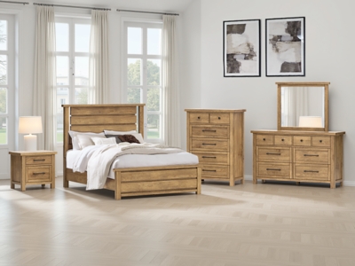 Click here for Kristiland Queen Panel Bed  Light Brown prices