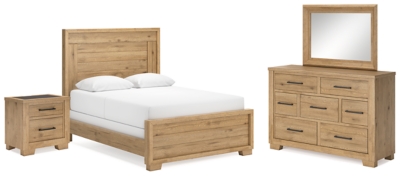 Click here for Galliden Queen Panel Bed with Mirrored Dresser and... prices