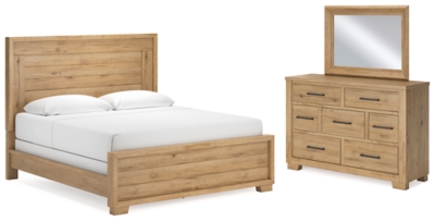 Click here for Galliden King Panel Bed with Mirrored Dresser  Lig... prices