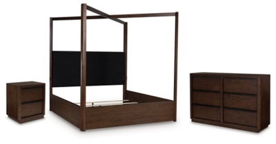 Click here for Kendamor Queen Canopy Bed with Dresser and Nightst... prices