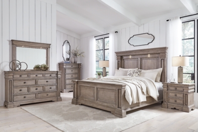 Click here for Blairhurst King Panel Bed with Mirrored Dresser  C... prices