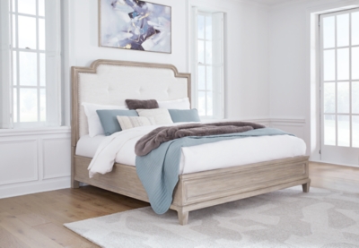 Click here for Jorlaina King Upholstered Panel Bed  Light Grayish... prices