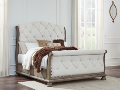 Click here for Ardenfield Queen Upholstered Sleigh Bed  Light Bro... prices