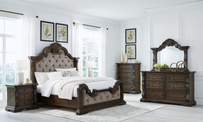 Click here for Maylee King Upholstered Bed with Mirrored Dresser... prices
