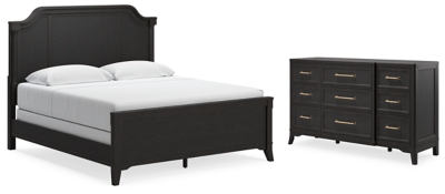 Click here for Welltern King Panel Bed with Dresser  Black prices