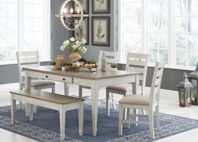 Click here for Skempton Dining Table and 4 Chairs and Bench  Whit... prices