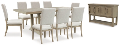 Vallardia Dining Table and 8 Chairs with Storage | Ashley