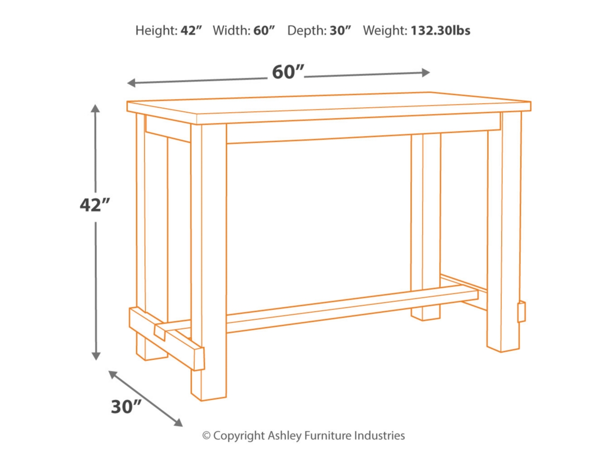 Ashley drewing brown rectangular bar table store