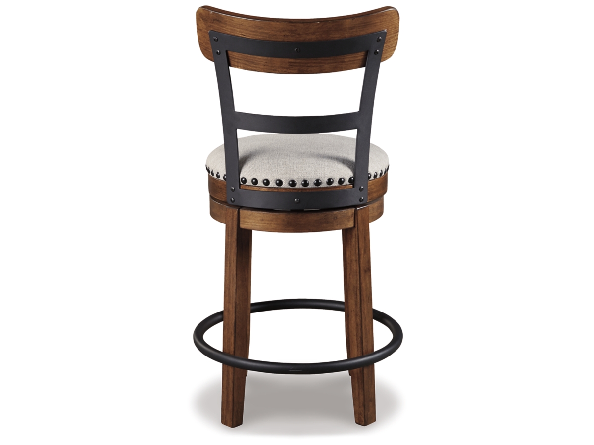 Valebeck Counter Height Upholstered Swivel Bar Stool with Contoured Back