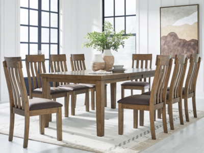 Click here for Broxtyn Dining Table and 8 Chairs  Light Brown prices