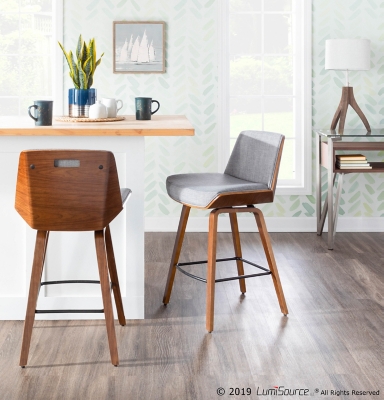 Click here for Corazza Counter Height Bar Stool  Walnut/Light Gra... prices