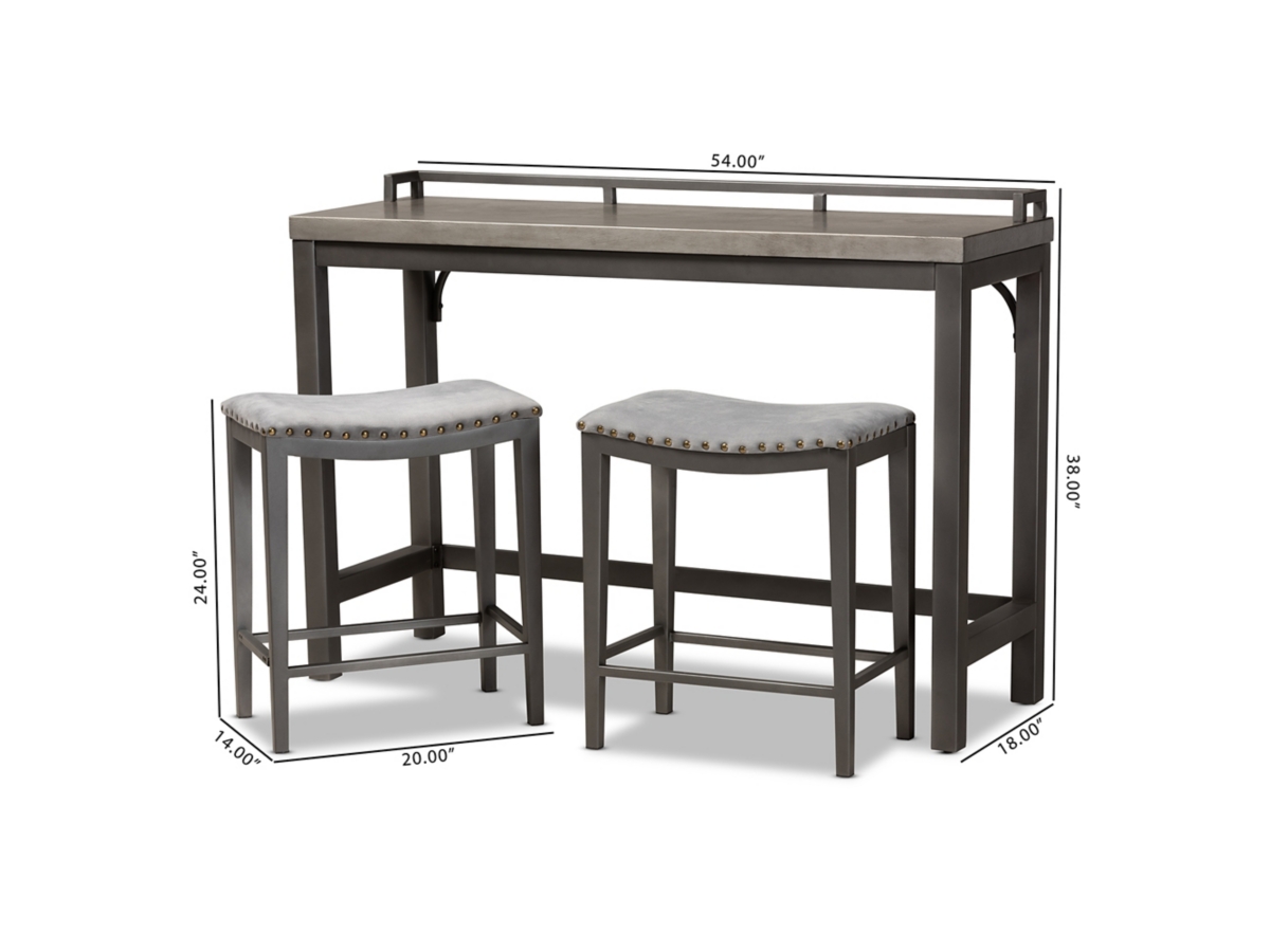 Baxton Studio Counter Height Dining Table and 2 Bar Stools Set Ashley