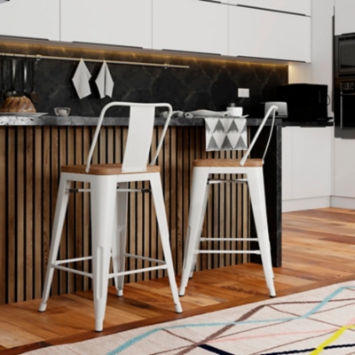 Click here for Simpli Home Rayne Bar Stool (Set of 2)  White prices