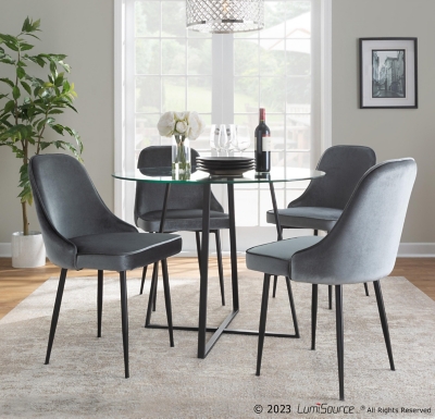 Click here for LumiSource Marcel Dining Chair (Set of 2)  Blue/Bl... prices