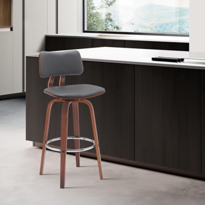 Click here for Pico Swivel Bar Stool  Gray/Walnut/Chrome prices