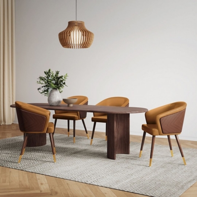 Click here for Manhattan Comfort Reeva Dining Chair  Walnut/Camel prices