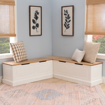 Click here for Linon Landin 62 Backless Breakfast Nook  White/Bro... prices