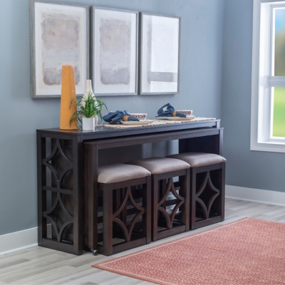 Click here for Linon Walter Console Table with 3 Stools  Umber prices