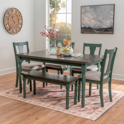 Click here for Linon Wesley Dining Table and 5 Chairs Set  Teal B... prices