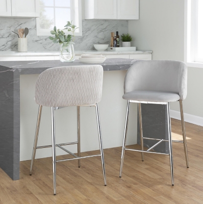 LumiSource Fran Waves Counter Stool (Set of 2) | Ashley