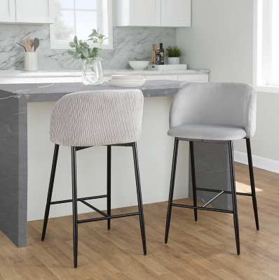LumiSource Fran Waves Counter Stool (Set of 2) | Ashley