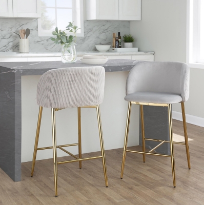 LumiSource Fran Waves Counter Stool (Set of 2) | Ashley