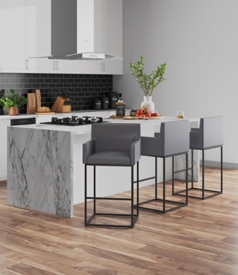 Click here for Ambassador Barstool (Set of 2)  Gray/Black prices