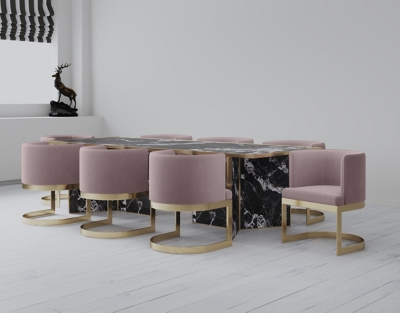 Click here for Aura Dining Chair (Set of 2)  Blush/Brass prices