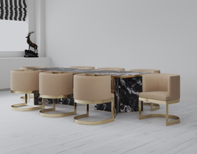 Click here for Aura Dining Chair (Set of 2)  Sand/Brass prices