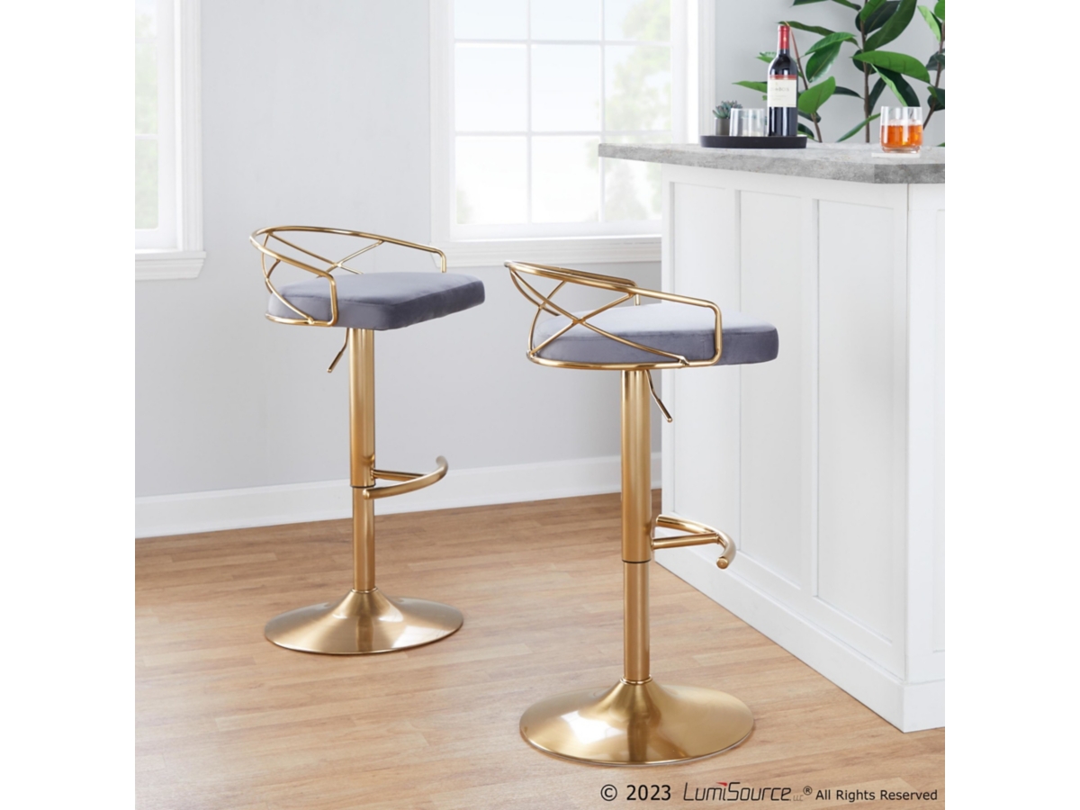 LumiSource Charlotte 2.0 Adjustable Barstool Set of 2 Ashley
