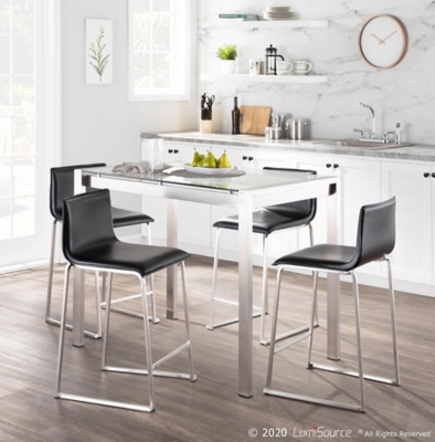 Click here for LumiSource Fuji Mara Pub Table and 4 Barstools  Bl... prices