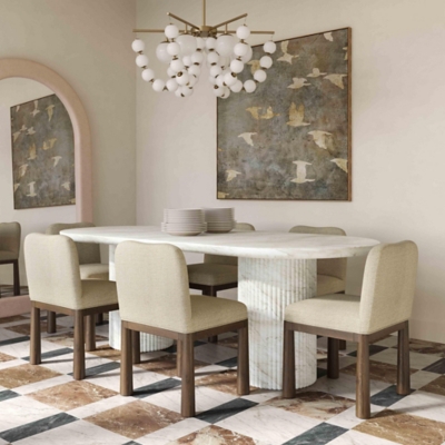 Click here for TOV Furniture Brut Dining Table  White Marble prices