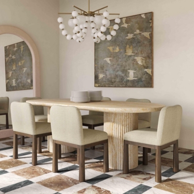 Click here for TOV Furniture Brut Dining Table  Travertine prices